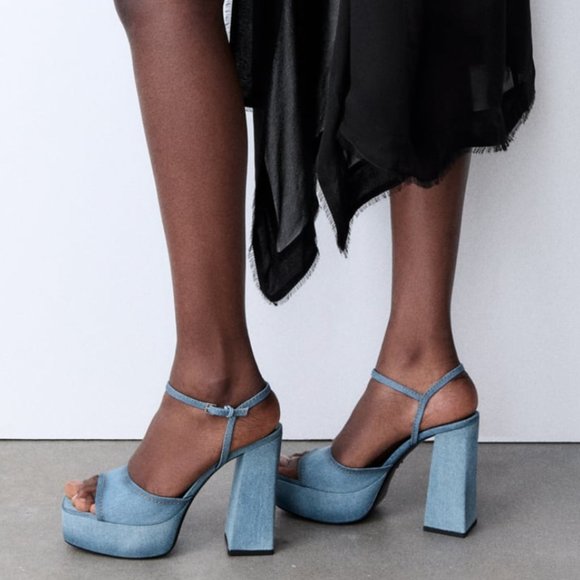 Zara | Shoes | Nwt Denim Platform Sandals 9 | Poshmark